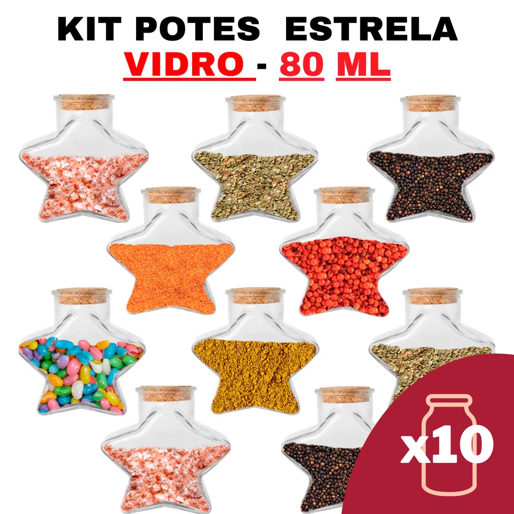 Kit Potes de Temperos e Condimentos Tipo Estrela 80ml - Pote de Tempero ...