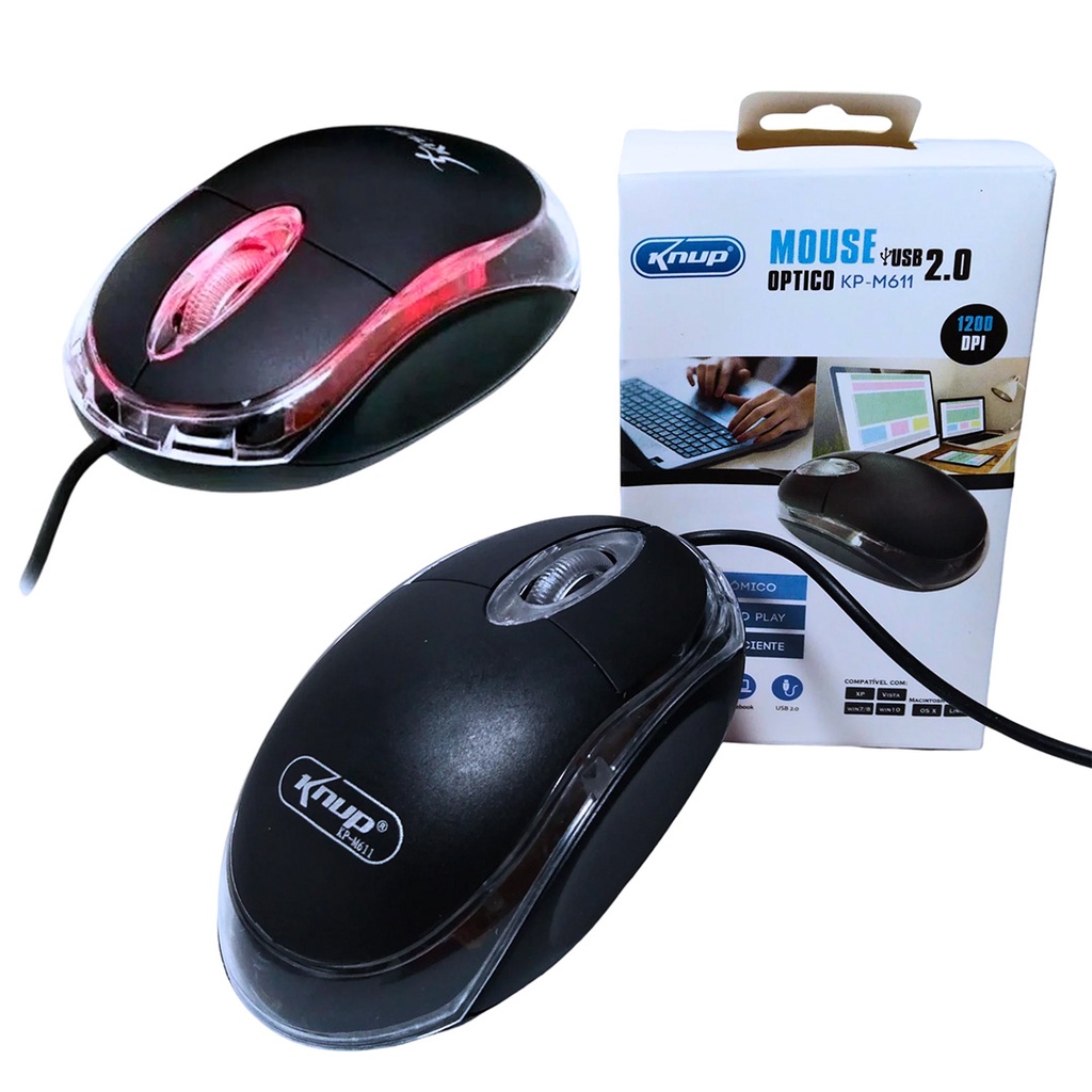 MOUSE OPTICO USB KNUP-KPM611 | Shopee Brasil