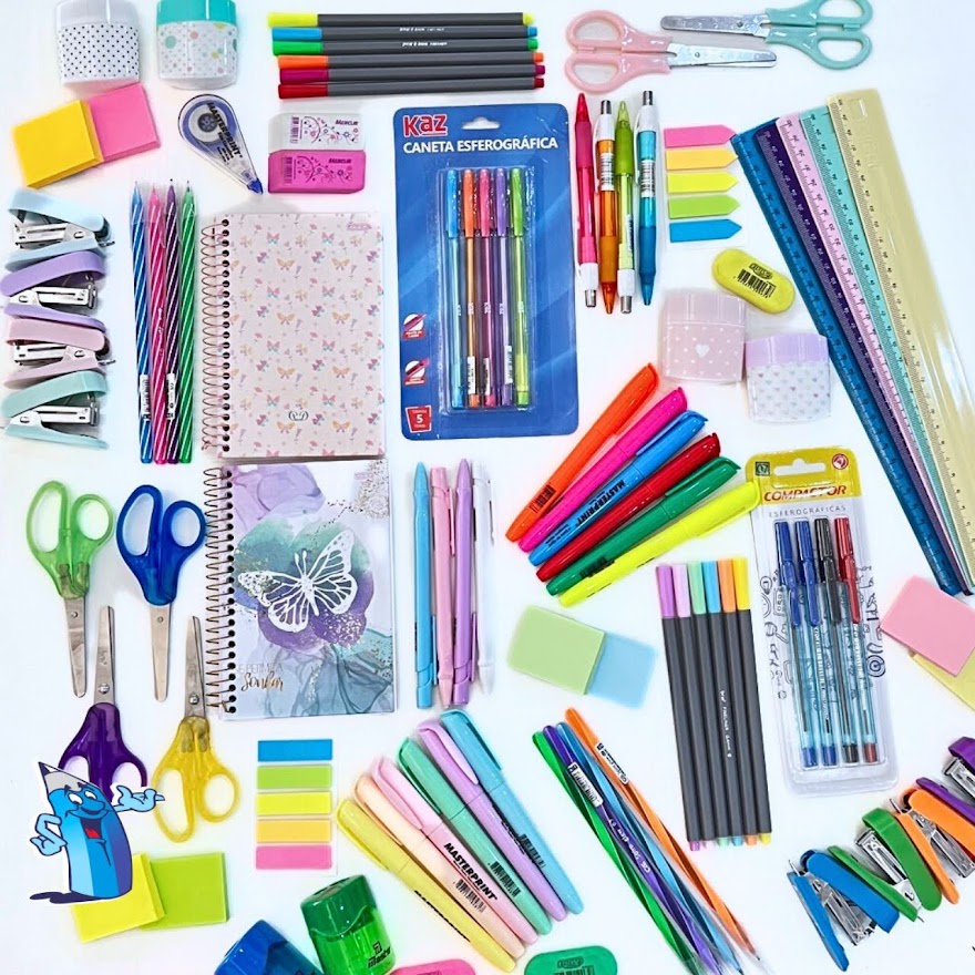 KIT PAPELARIA COMBO ESCOLAR MASTER PASTEL E NEON | Shopee Brasil