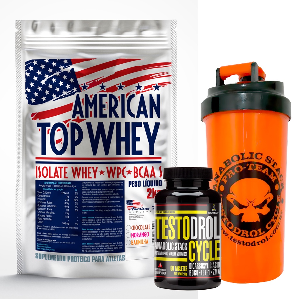 Whey Isolado e Concentrado Top 2KG- Pré-Hormonal Testosterona ...