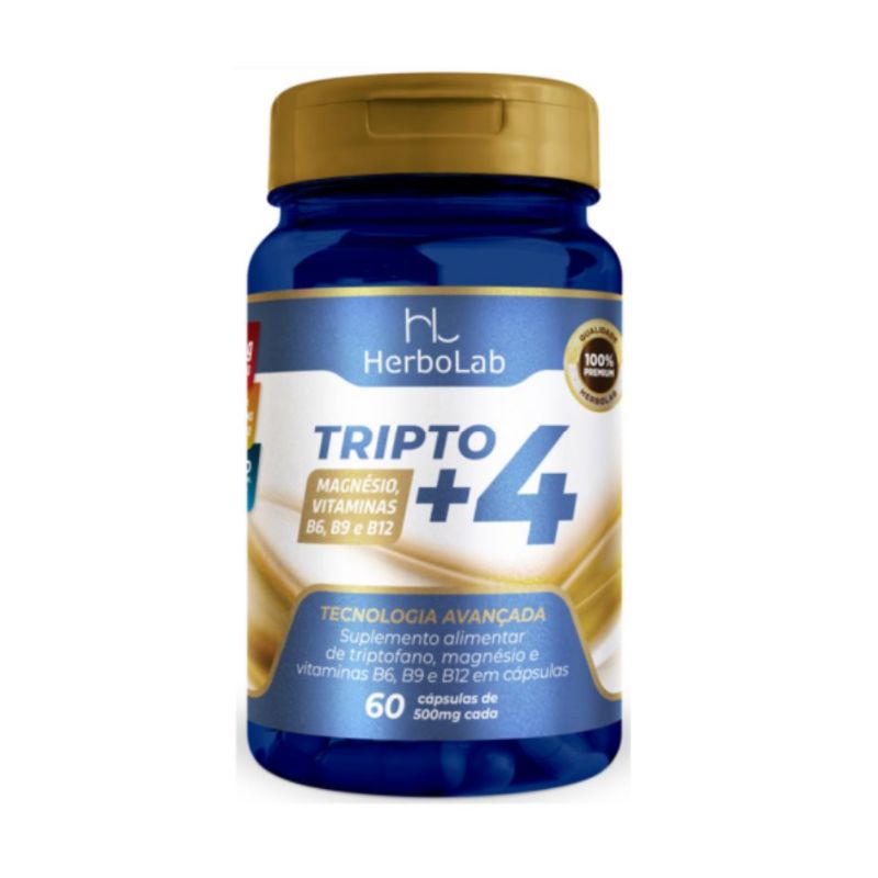 Tripto+ 4 (L-triptofano) - 500mg - 60 cápsulas- HerboLab - Suplemento ...