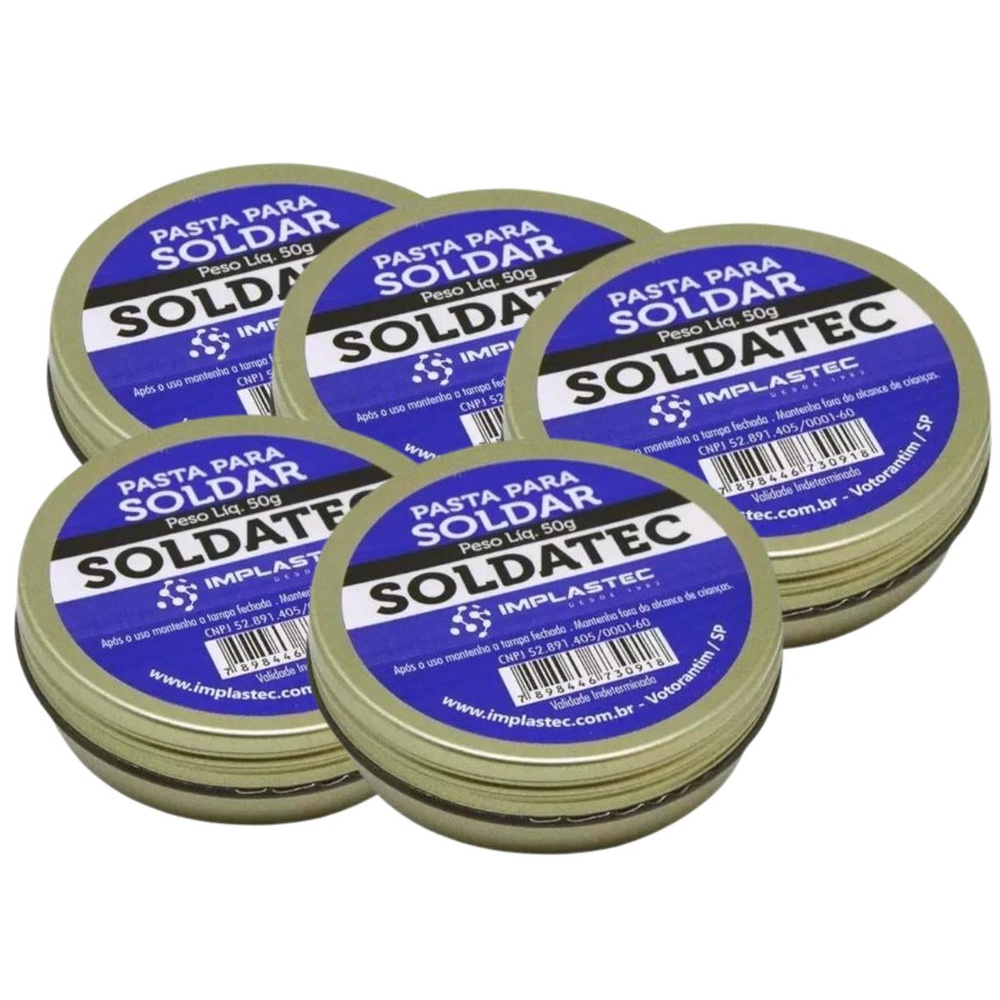 Kit 5 Pasta De Solda Fluxo Pastoso Soldatec 50g Implastec | Shopee Brasil
