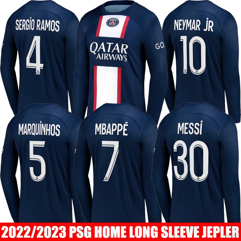 SY3 2023 PSG Paris Saint Germain Home Jersey Messi Neymar Mbappe Ramos Marquinhos Futebol Manga ...