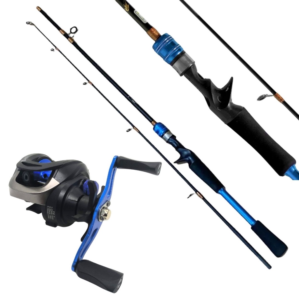 Kit Vara De Pesca Fibra Carbono e Carretilha 17+1 Rolamentos Reforçada ...