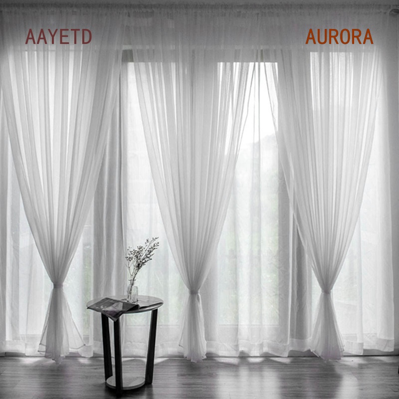 AURORA Cortina Pura Cor Da Janela De Tecido Arte Sala De Estar Varanda ...