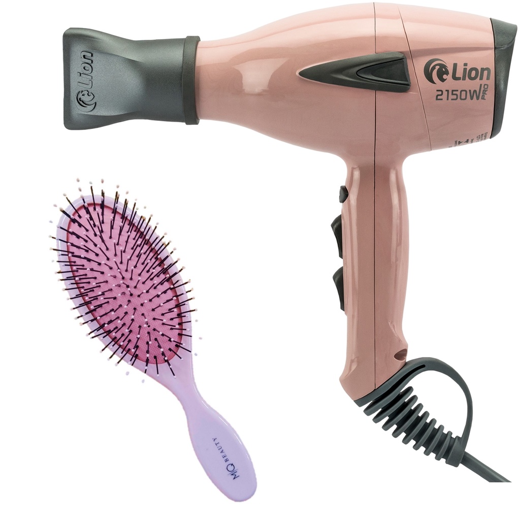 KIT - SECADOR LION LS07 2150W ROSA 220V + ESCOVA MQ OVAL MEDIA ...