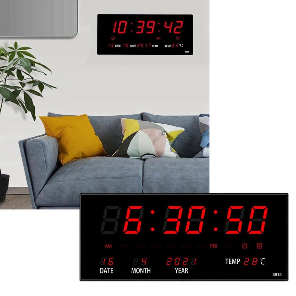Relógio Digital Led Parede Mesa Grande Alarme Data Calendário Termômetro Temperatura Hospital ...