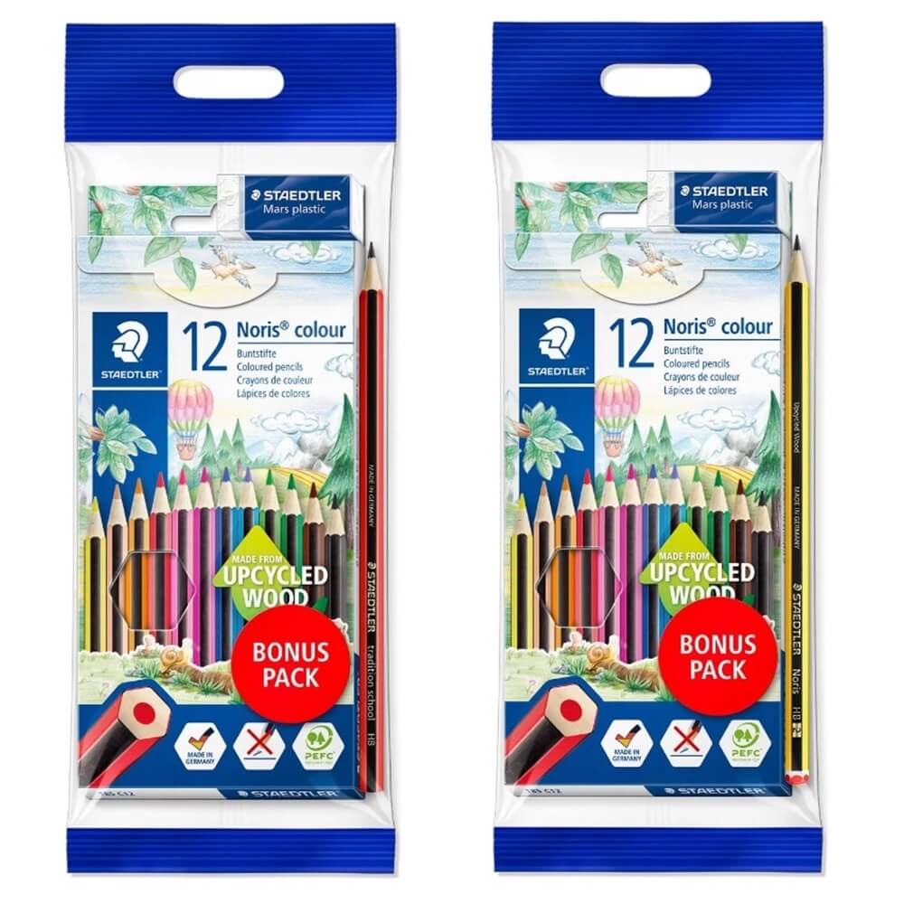 Kit de Lapis de Cor + Lapis de Escrever e Borracha - Staedtler | Shopee ...