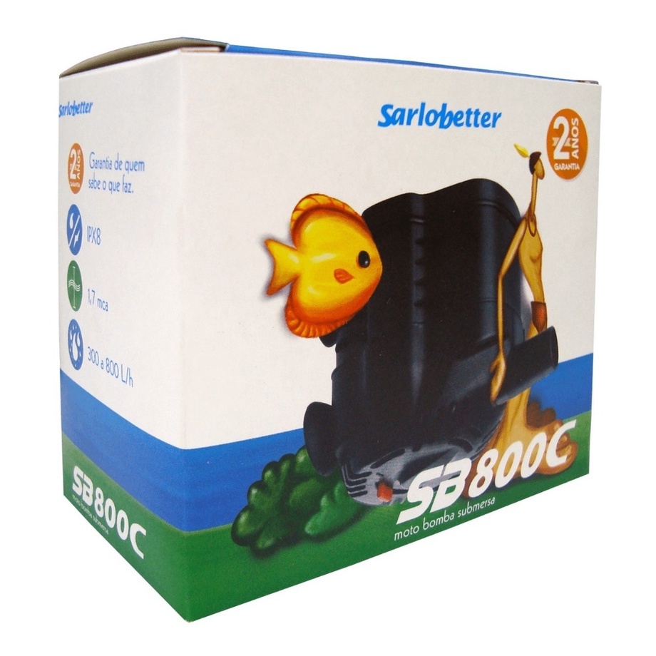 Bomba Submersa Para Aquário Peixes SB800C SB 800C de 300 à 800 L/H ...