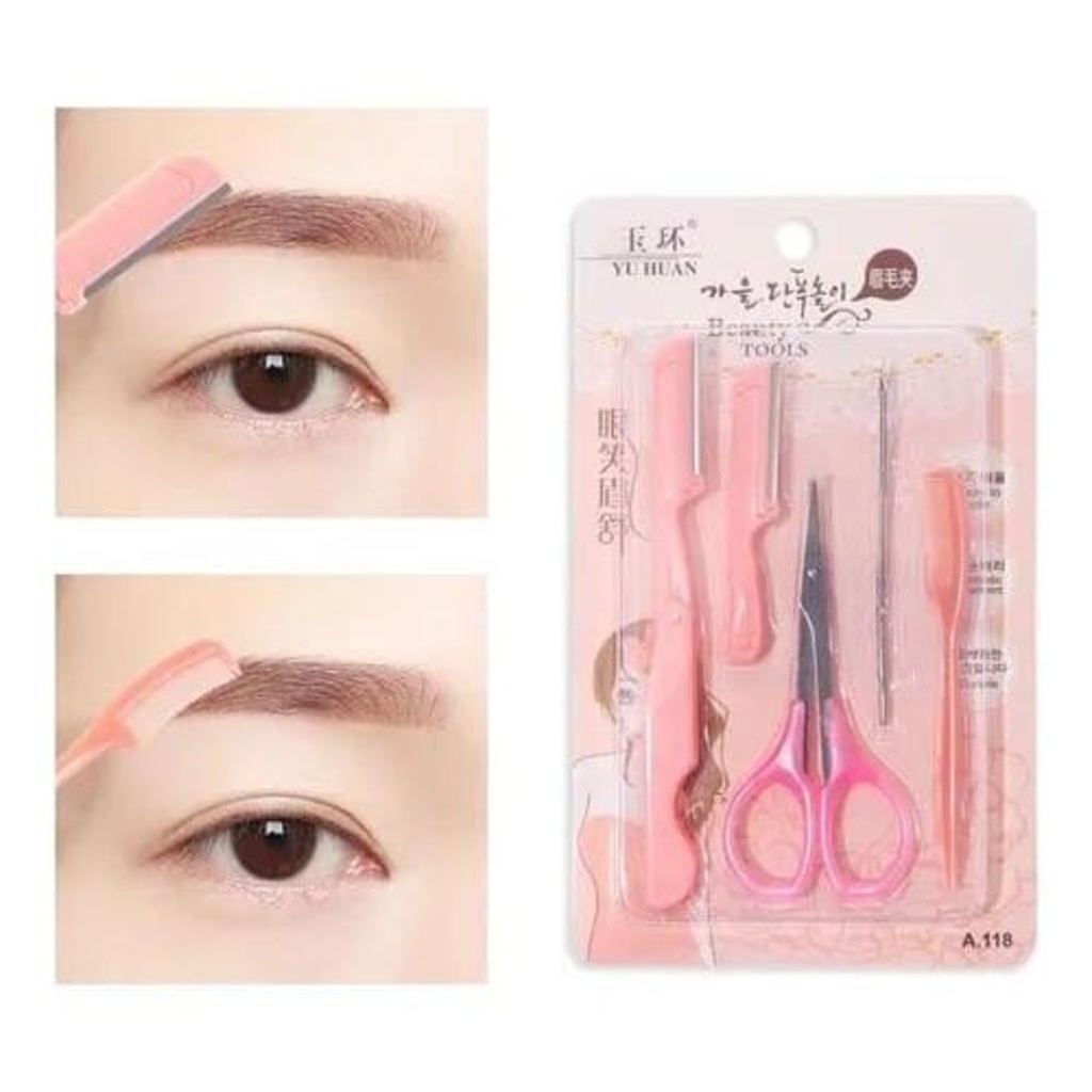 Kit Sobrancelha Profissional Tesoura Navalha Pente Design | Shopee Brasil