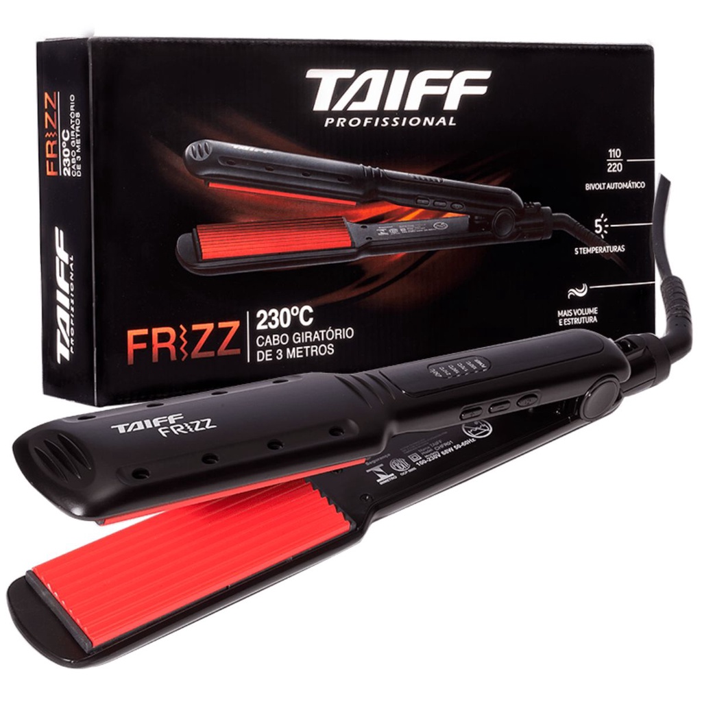 Prancha Chapinha de Cabelo Taiff Frizz Preta Bivolt 230 °C | Shopee Brasil
