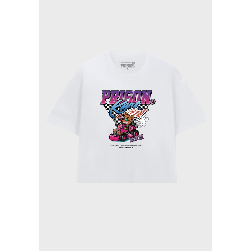 Camiseta Cropped Feminina Prison Kart White | Shopee Brasil