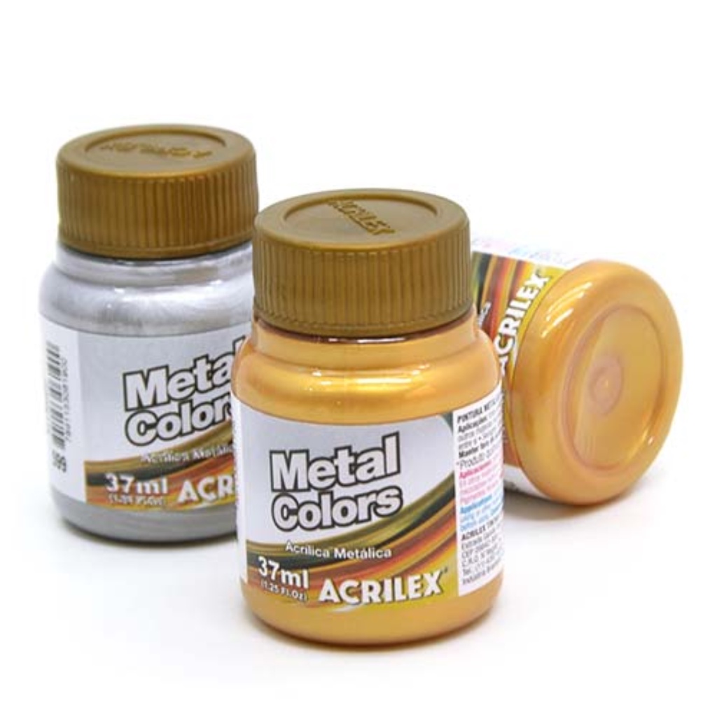 Tinta Metal Colors metálica Acrilex - 37 ml - Cores a escolher | Shopee ...
