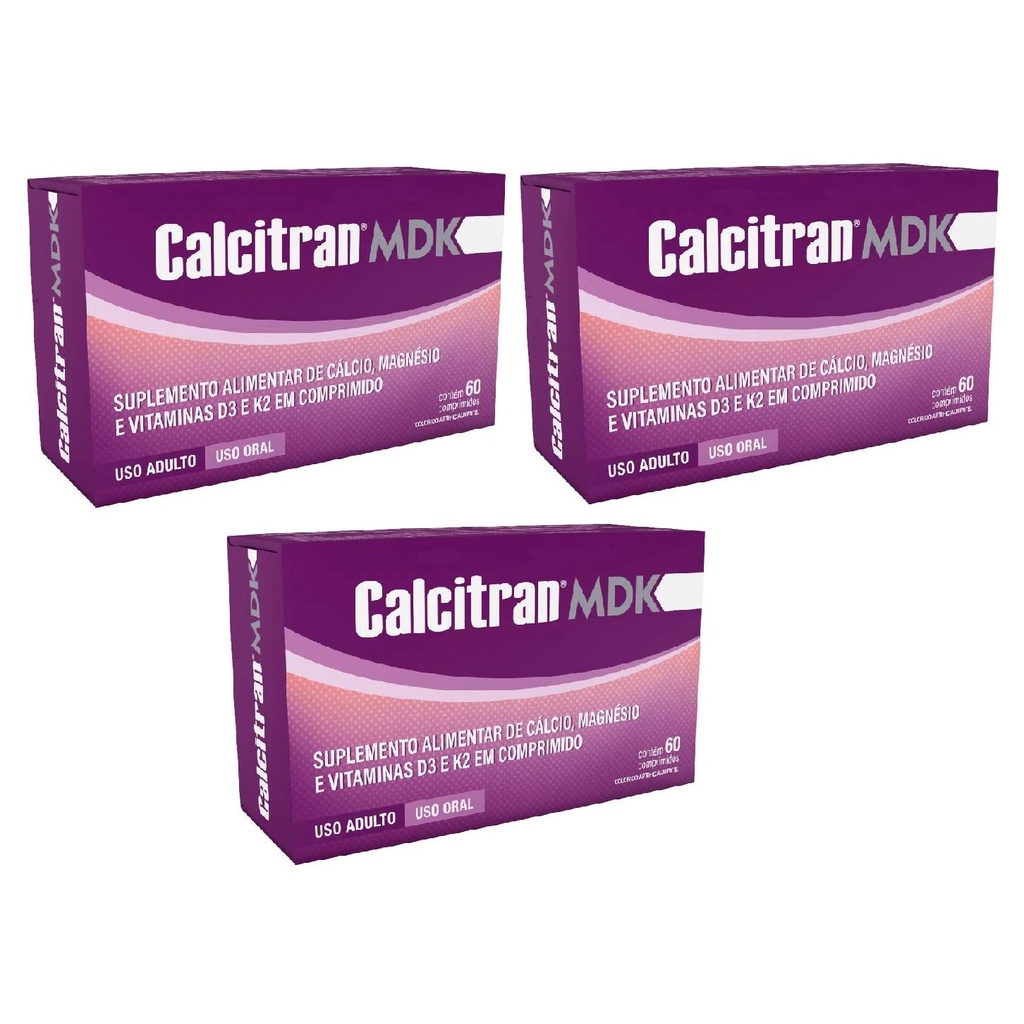 Kit Calcitran MDK Com 3 Unidades De 60 Comprimidos Cada | Shopee Brasil