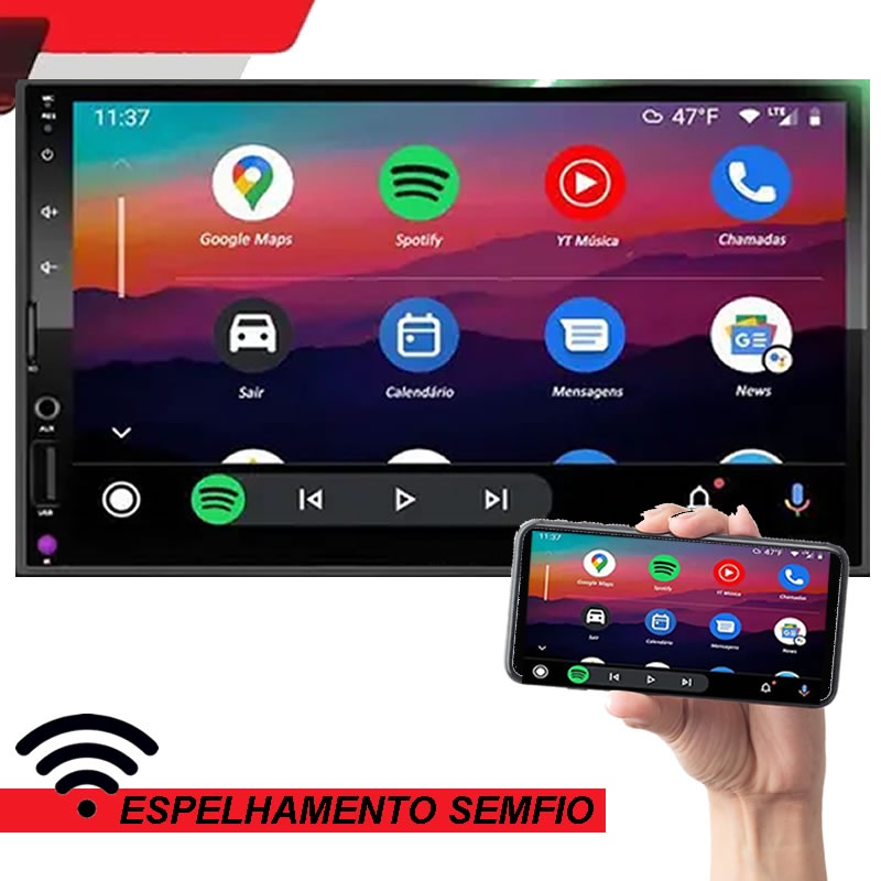Central Multimidia Mp5 Carplay Android Auto Bluetooth Usb Sd | Shopee Brasil
