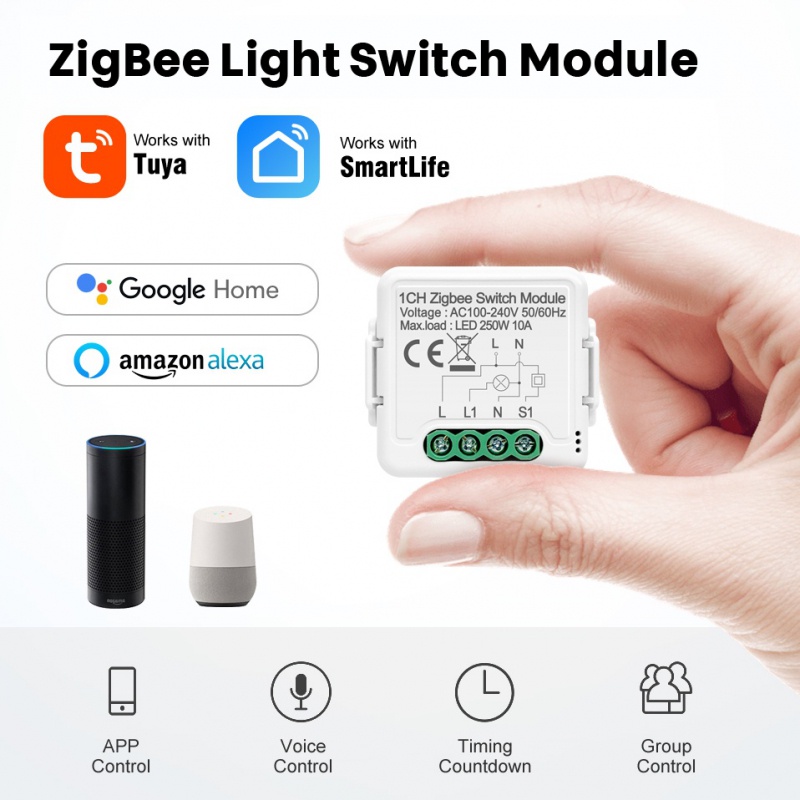 Tuya Smart Zigbee Switch Módulo 1/2/3/4 Gang Sem Fio Mini Switch Breaker Funciona Com Vida ...