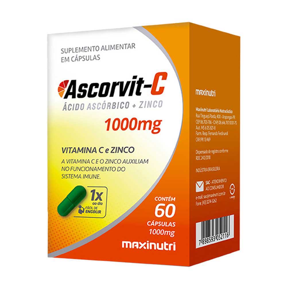 AscorVit Vitamina C 1000mg + Zinco 60 C‡psulas Maxinutri | Shopee Brasil