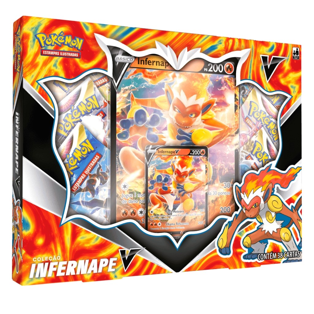 Box Pokémon Coleção Infernape V Card Game 38 Cartas 31741 Copag ...