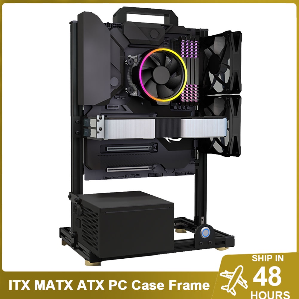 DIY Gamers Gabinete MOD ITX MATX Caso De PC Quadro Aberto Alumínio ...