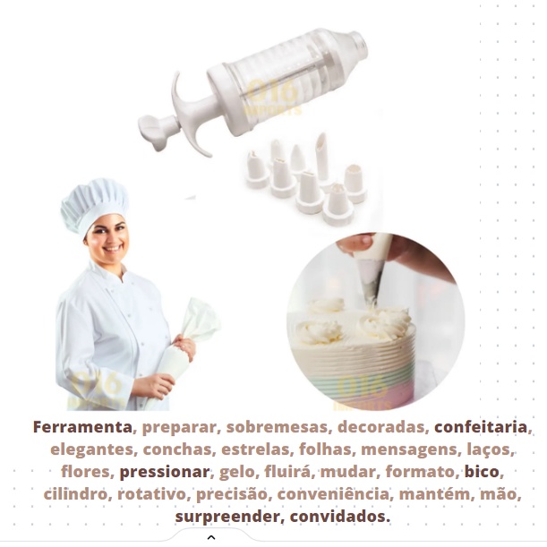 Kit confeiteiro Pistola Seringa Com 8 Bicos Para Confeitar Bolos ...