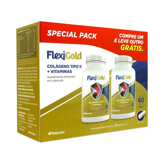 Flexigold Colágeno Tipo II 40mg Kit com 60 Comprimidos | Shopee Brasil