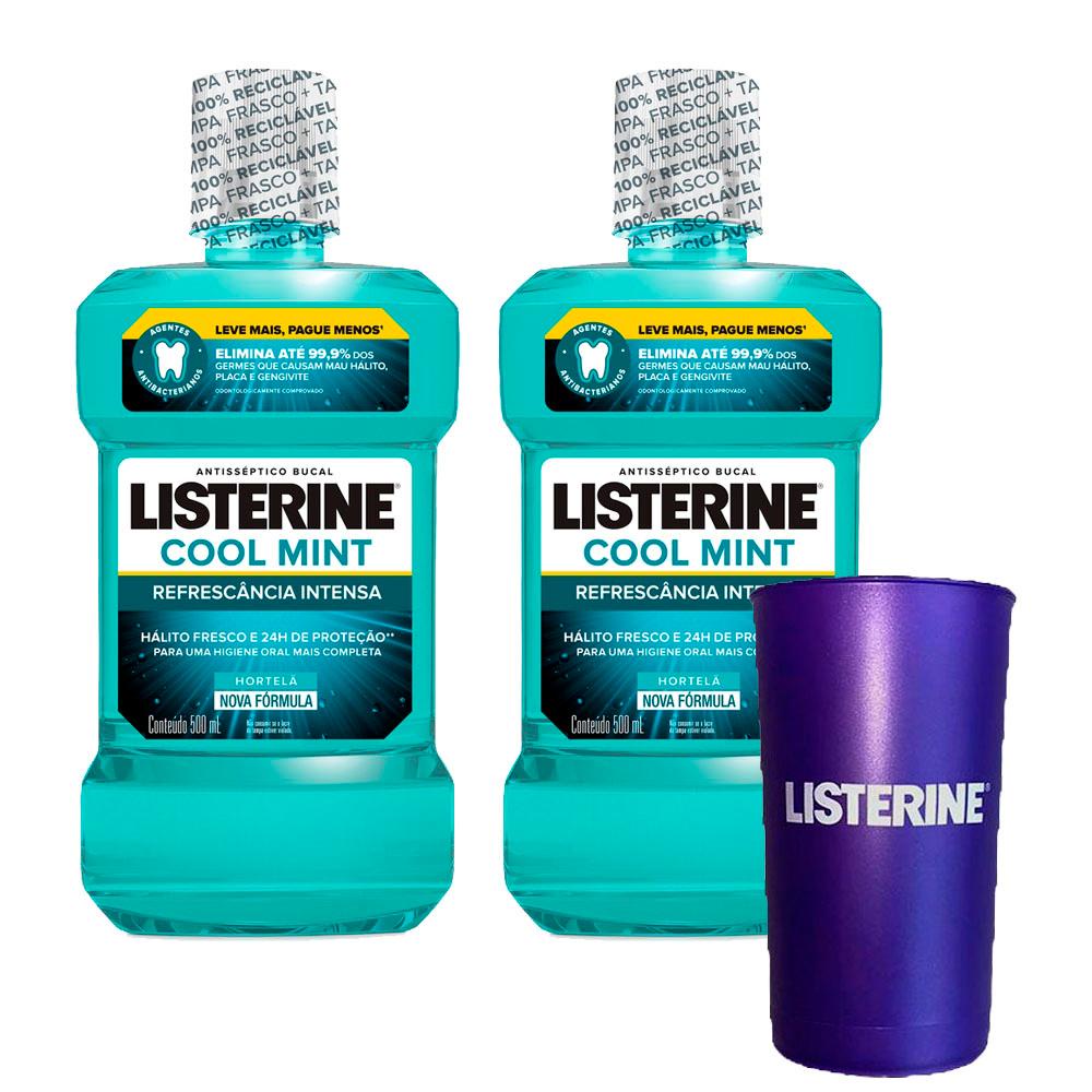 Kit Antissépticos Bucal Listerine Cool Mint Leve 1l + Copo Listerine ...