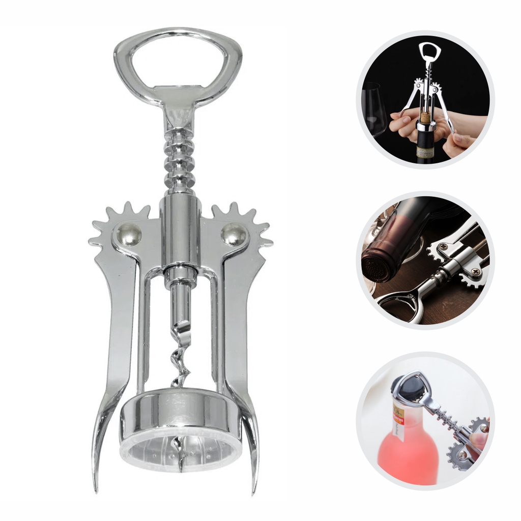 Saca Rolha Manual Abridor Vinho Inox Profissional Sommelier | Shopee Brasil