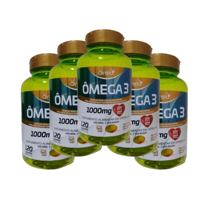 Suplemento Alimentar Ômega 3 Airela EPA 540mg + DHA 360mg C/120 Caps. - Kit C/5 | Shopee Brasil