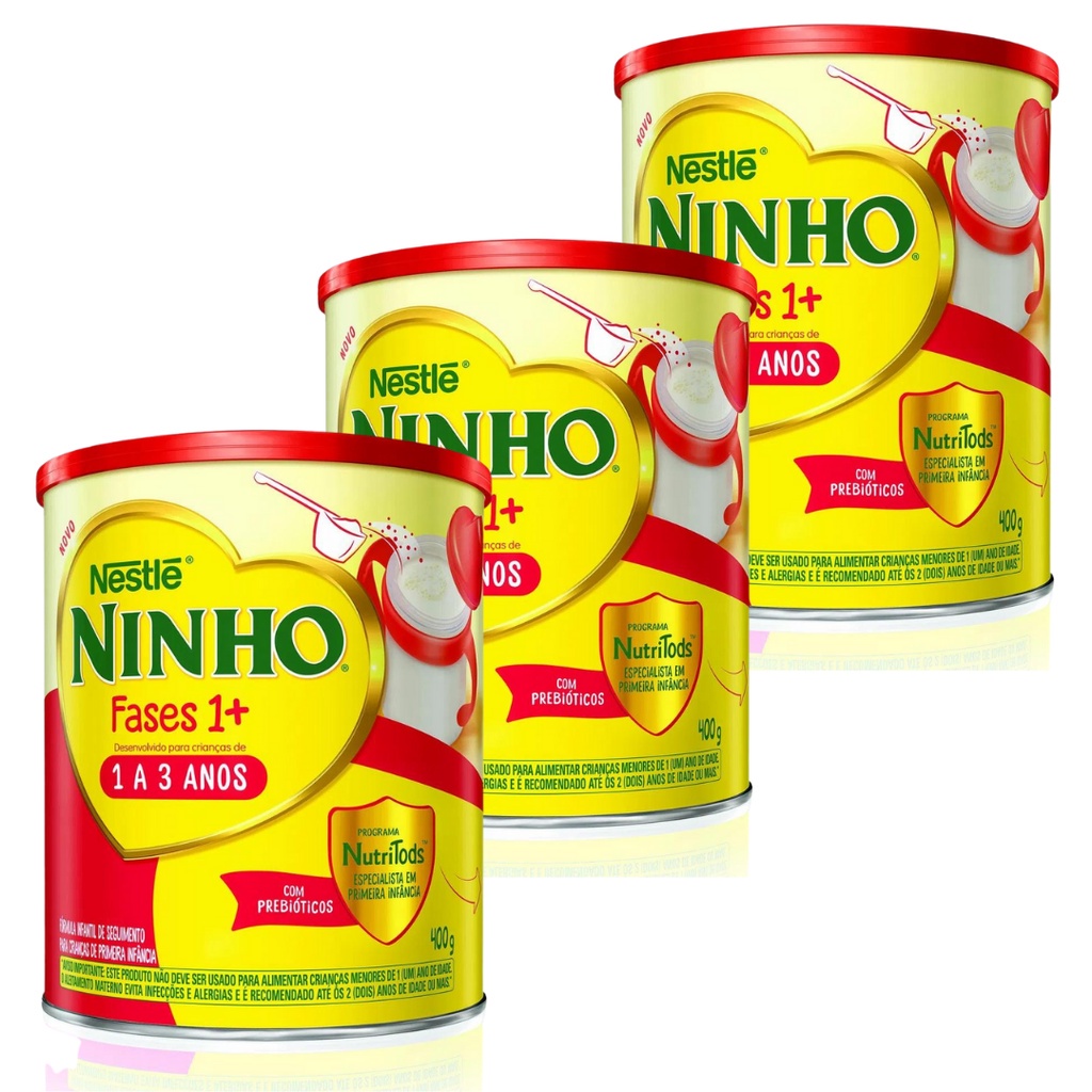 Kit 3 Ninho Fases 1+ Fórmula Infantil 400g Nestle | Shopee Brasil