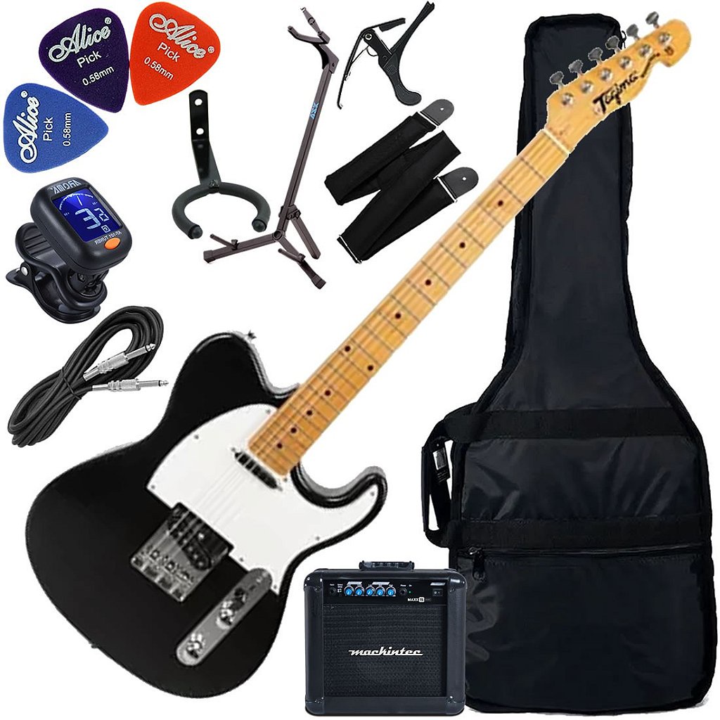 Kit Guitarra Tagima Telecaster Tw55 Bk Preta Woodstock GX03 | Shopee Brasil