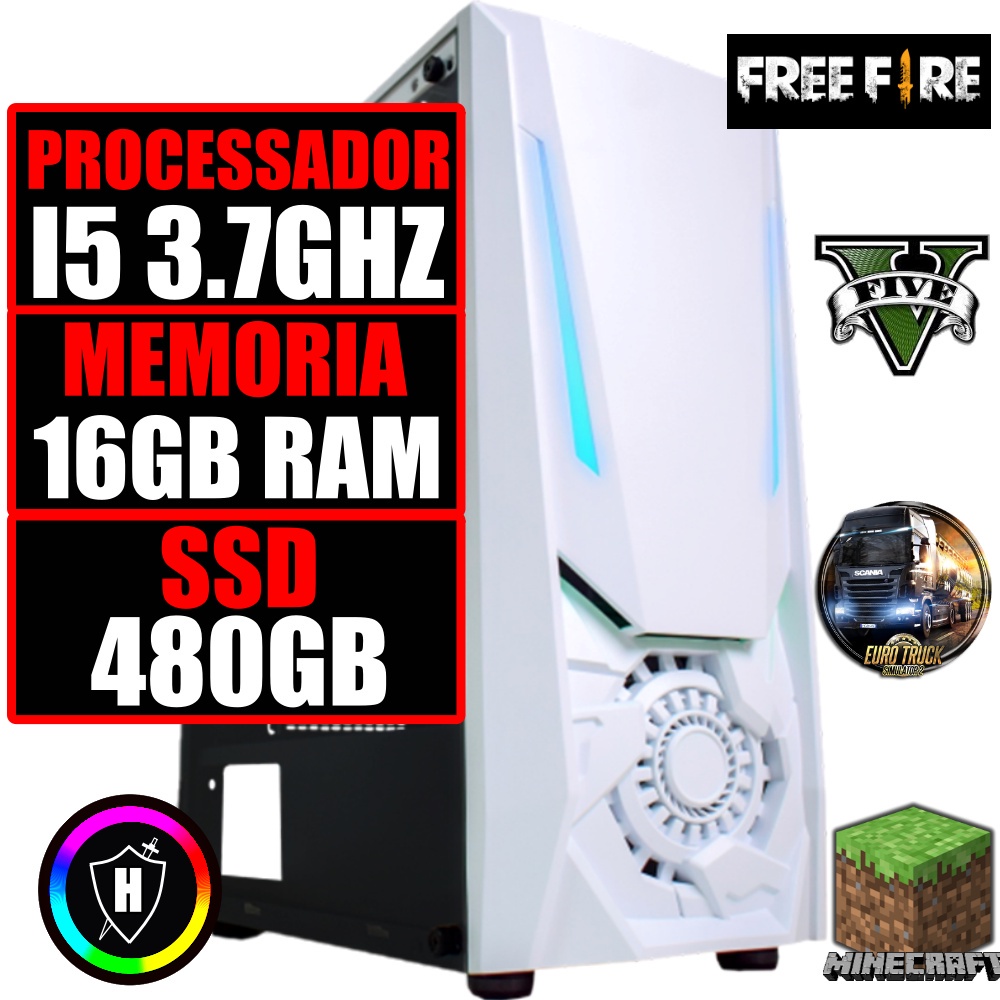 PC Gamer Branco Rgb Computador Cpu Barato Completo Intel Core i5 3.7Ghz ...