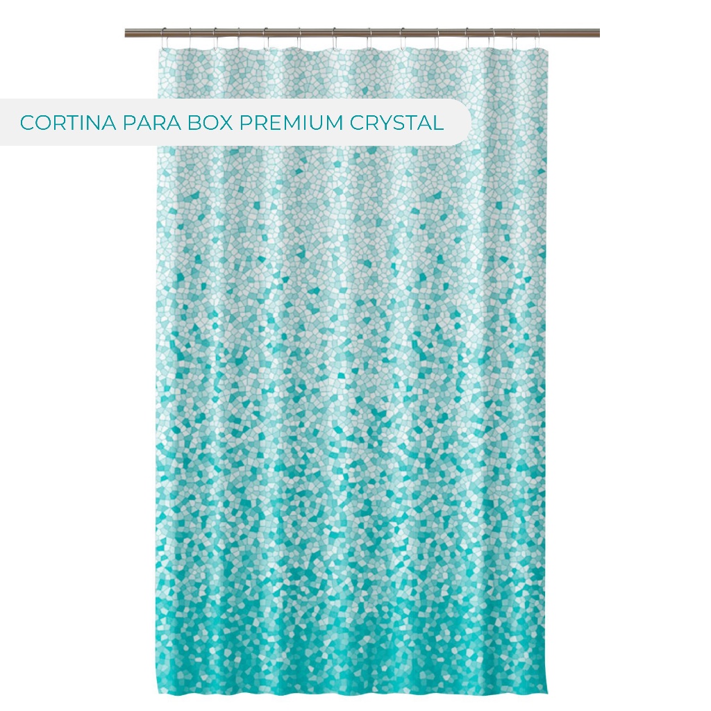 Cortina Para Box Premium Crystal Estampada Antimofo - 1,85m x 1,38m ...