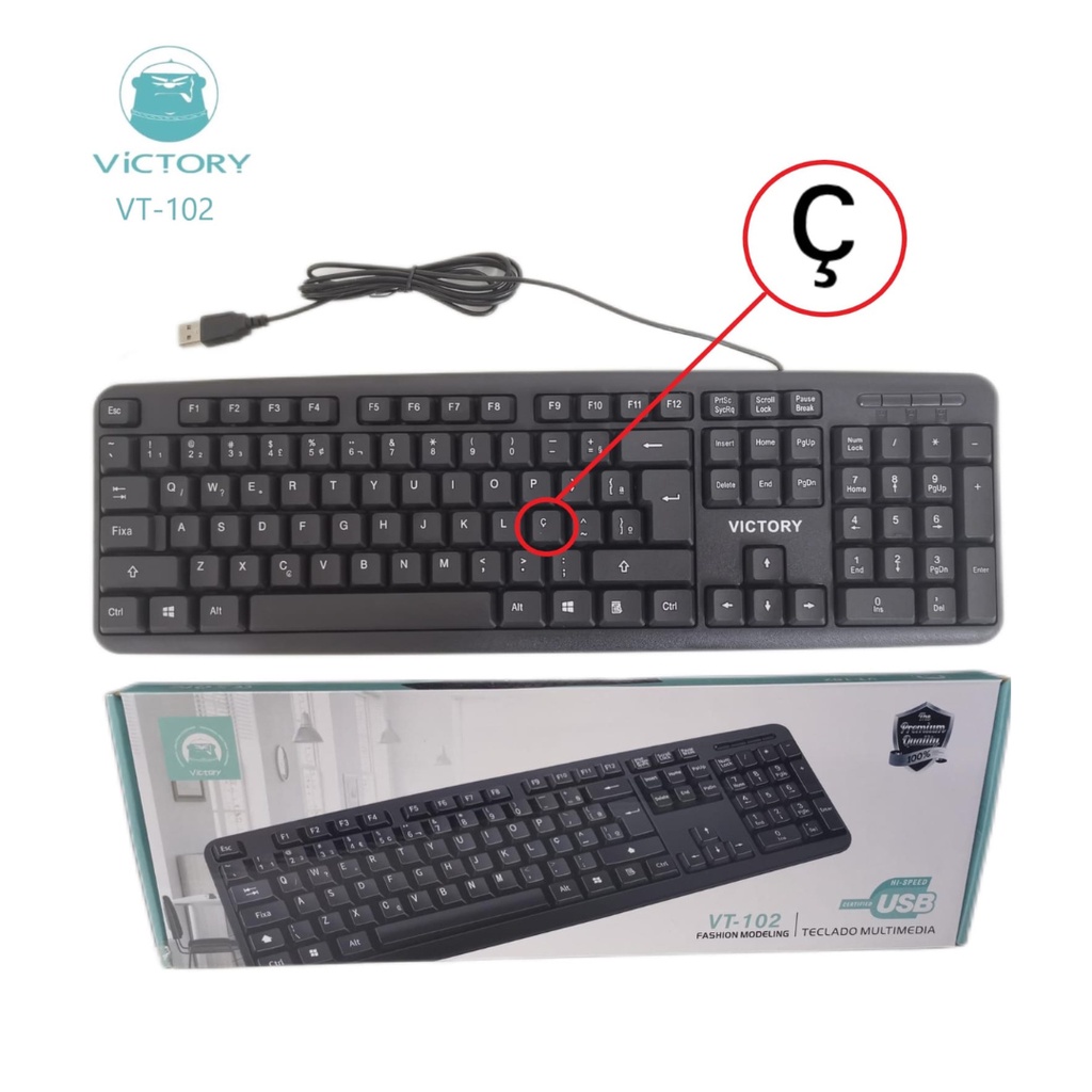 Teclado USB VT102 Victory Com Ç | Shopee Brasil