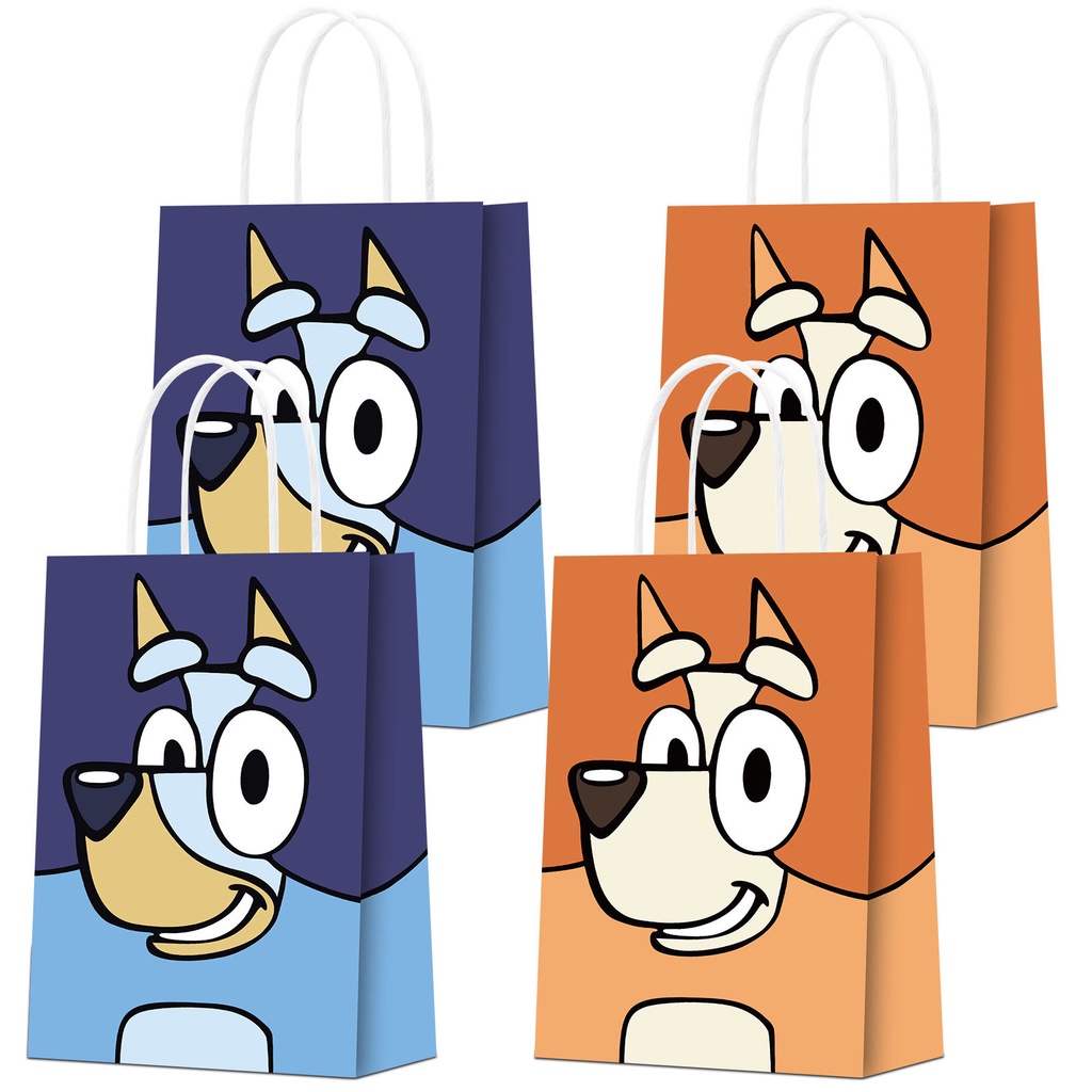 Bluey Family Tote Paper Bag Saco De Papel Orange Blue Dog Kraft Cor ...
