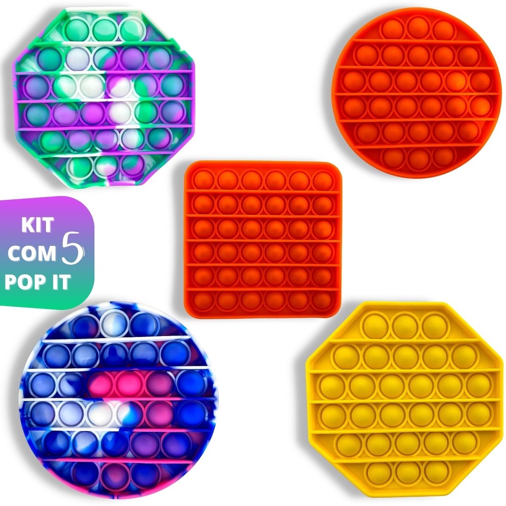 Pop It Kit Com 5 Fidget Toys Brinquedo Anti Stress Sensorial | Shopee ...