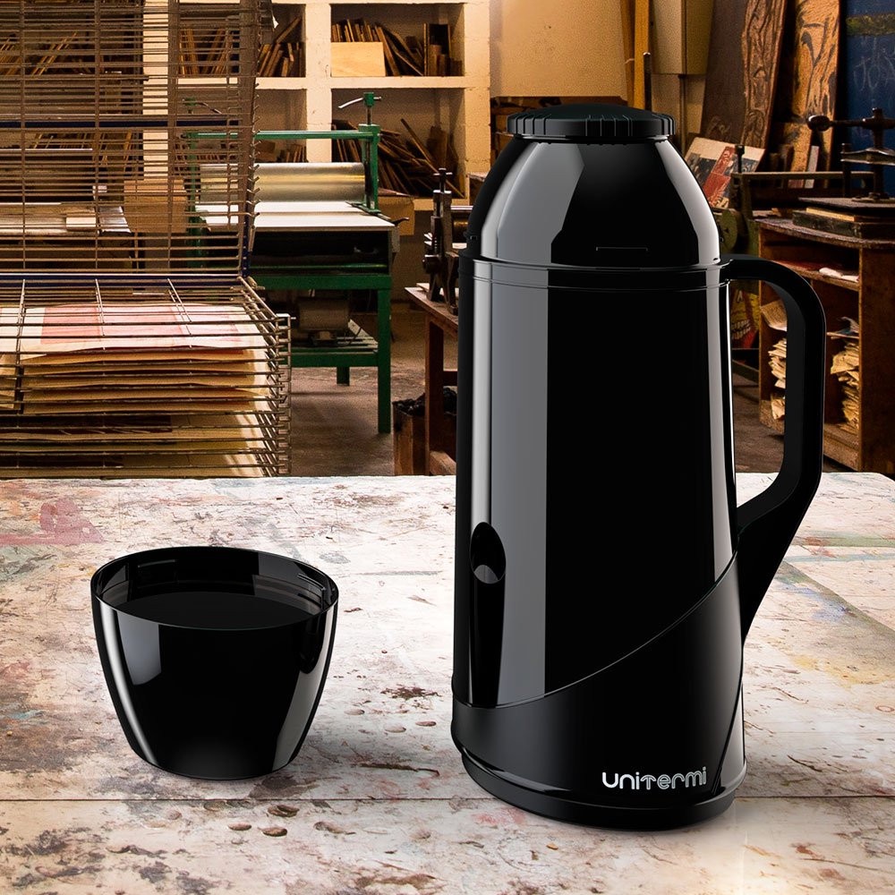 Garrafa Térmica Café Roma 1 Litro Unitermi - Preta | Shopee Brasil