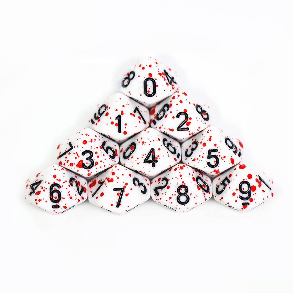 Conjunto 10 Dados D10 Blood Splatter Dice Gotas de Sangue - Dados de ...