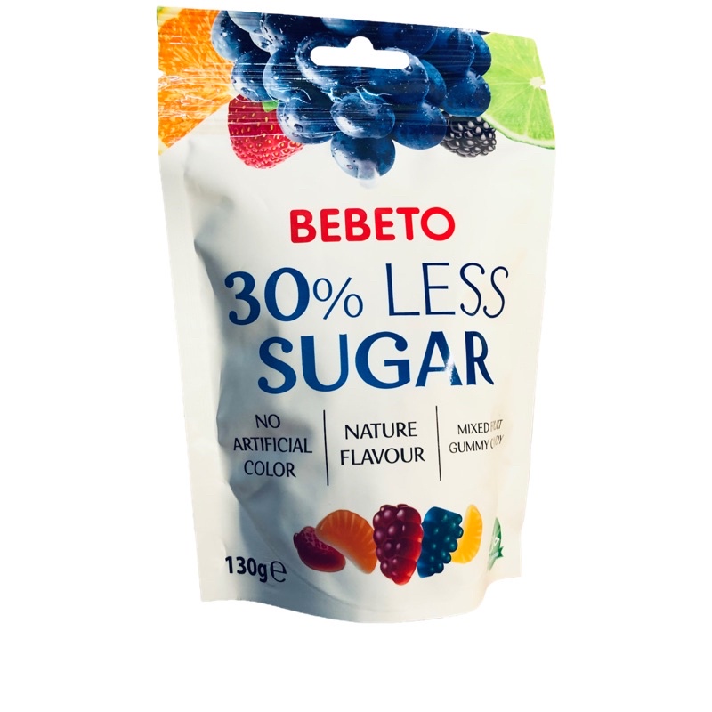 Bala Gelatina Bebeto 30% Less Sugar Mix Fruit Gummy 130g | Shopee Brasil