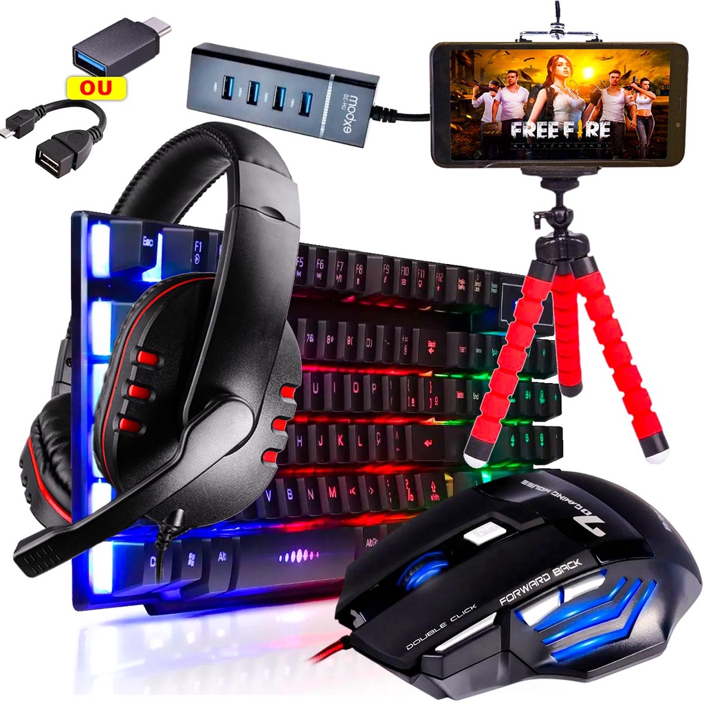 Kit Mobilador Gamer Completo LED 3.0 Hub Completo com Headset | Shopee Brasil