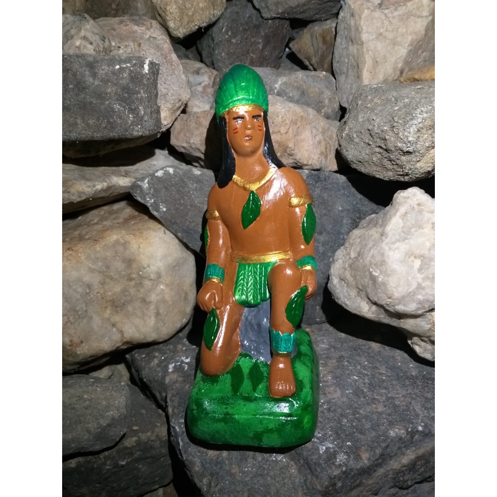 Imagem Caboclo Sete Folhas em gesso 22cm | Shopee Brasil