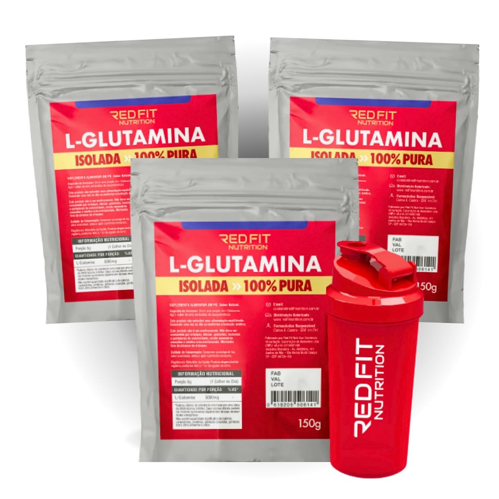 Red Fit Nutrition Kit L-Glutamina 150g ( 3 Unidades ) | Shopee Brasil