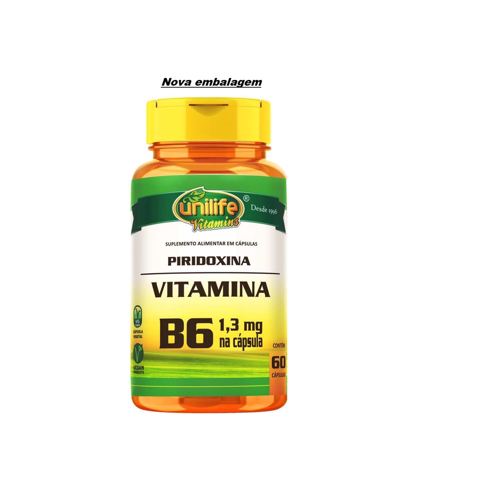 Vitamina B6 Piridoxina 500mg 60 Caps Vegano Unilife | Shopee Brasil