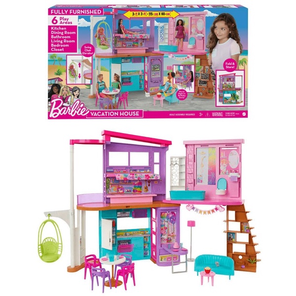 Boneca Barbie Nova Casa Malibu - Casa de Férias - 115CM de Comprimento ...