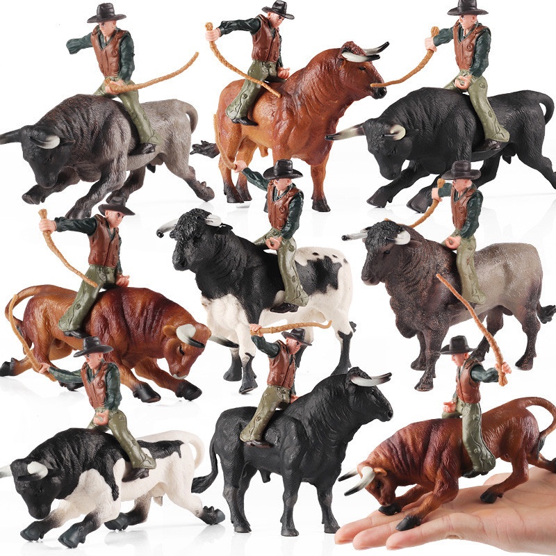 Farm Animals Action Figures for Kids, Tourada Cowboy, Simulação Aves ...