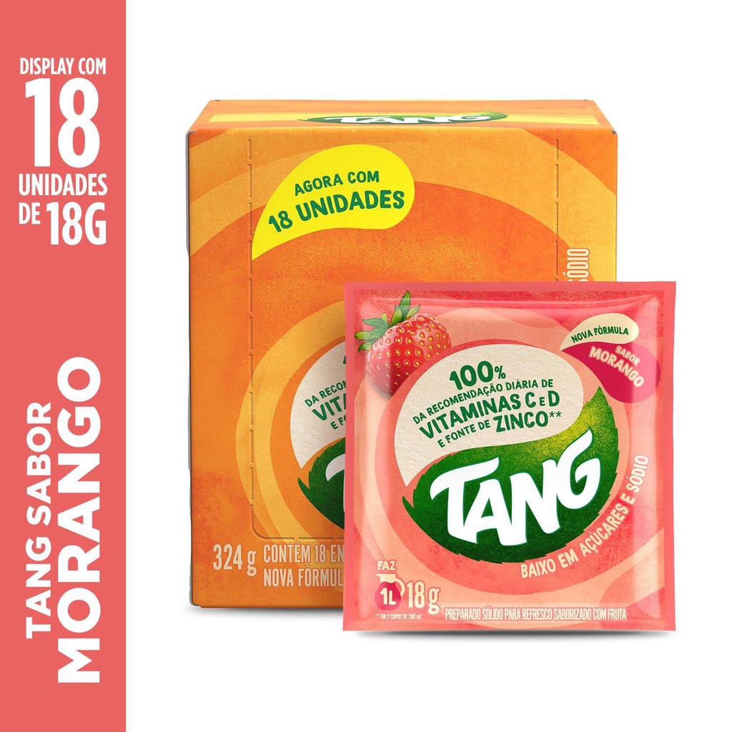 Refresco em pó sabor morango caixa com 18 unidades de 18g - Tang ...