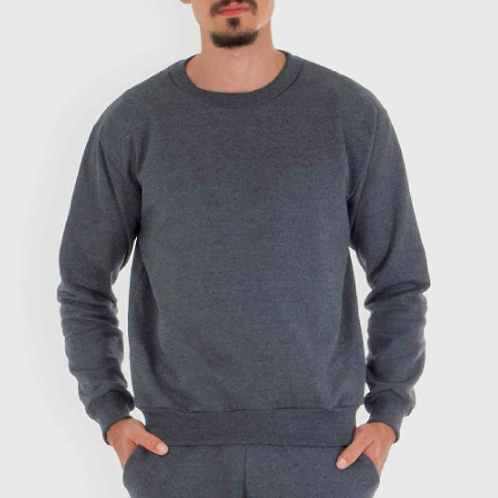 Moletom Masculino Sem Capuz Blusa de Frio Gola Careca Adulto Liso ...