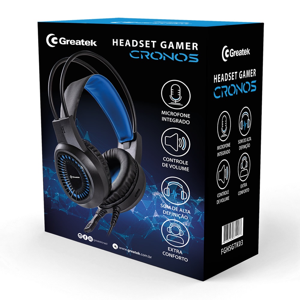 Headset Gamer Greatek Cronos C\ Fio E Led Azul Ps4 Xbox Pc | Shopee Brasil