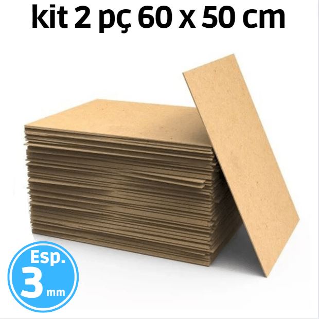 KIT 2 Placas Chapa MDF Cru 3mm 60x50 cm Quadro Artesanato | Shopee Brasil