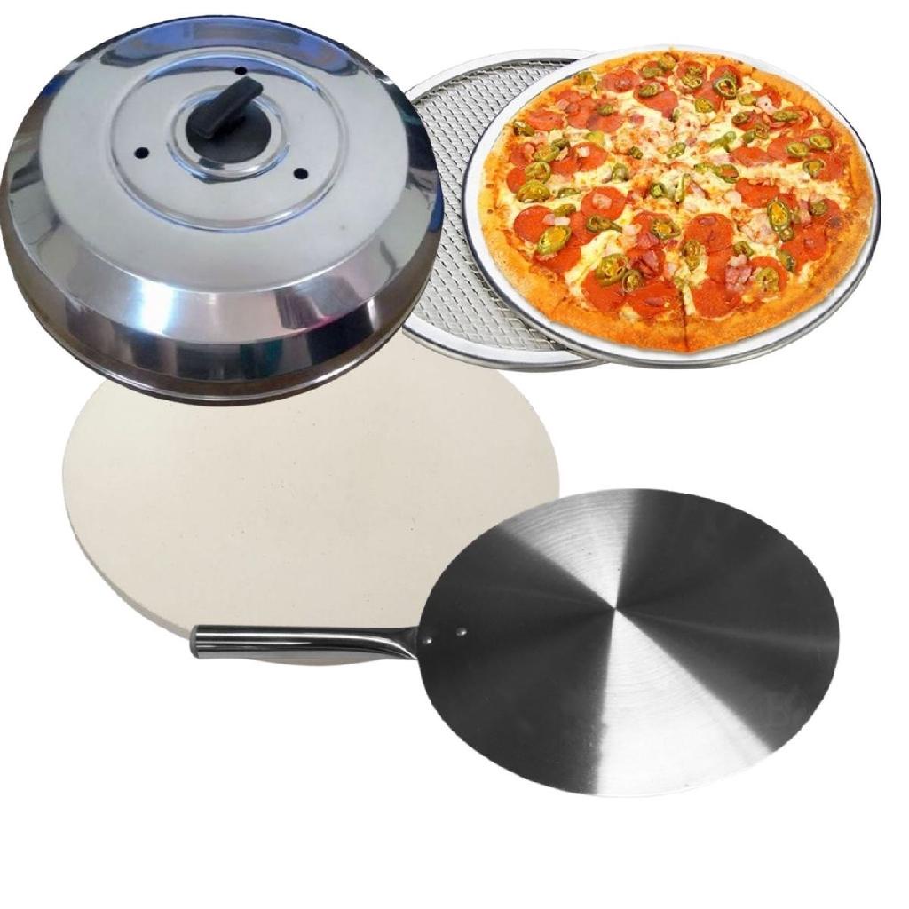 Kit Pizza Pedra 35cm Pá Pizza Abafador Tela Pizza 35cm | Shopee Brasil