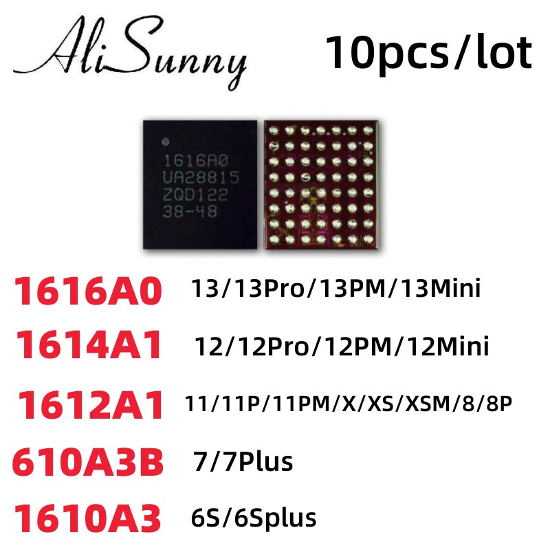 10 Unidades USB Tristar U2 Chip De IC Para iphone 11 12 13 Pro Max X XS 7 8 Mais Mini 1616A0 ...